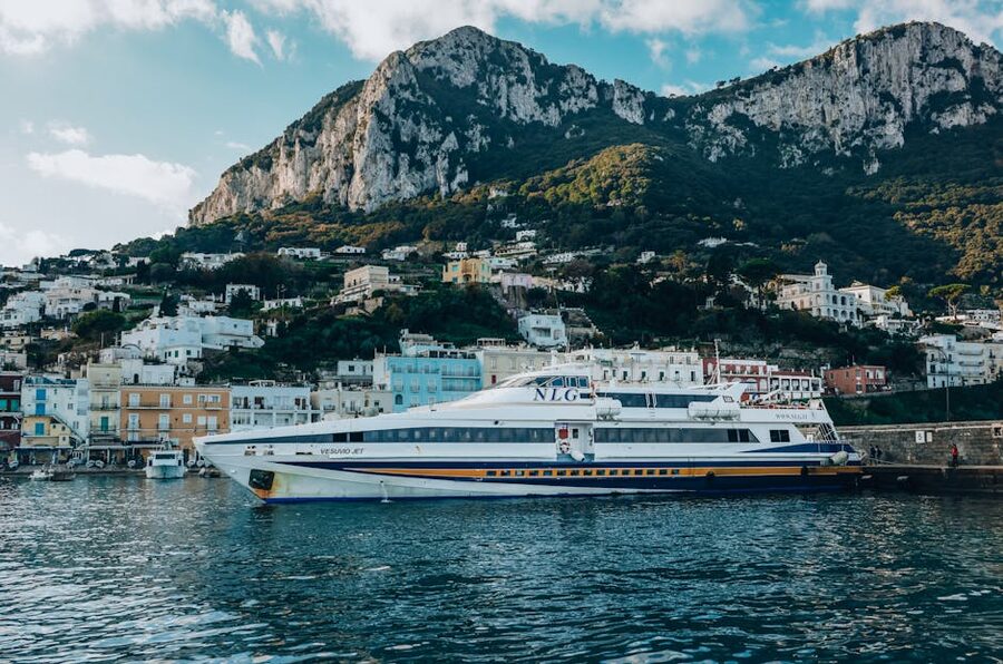 Ferry docked at Capri Island harbor