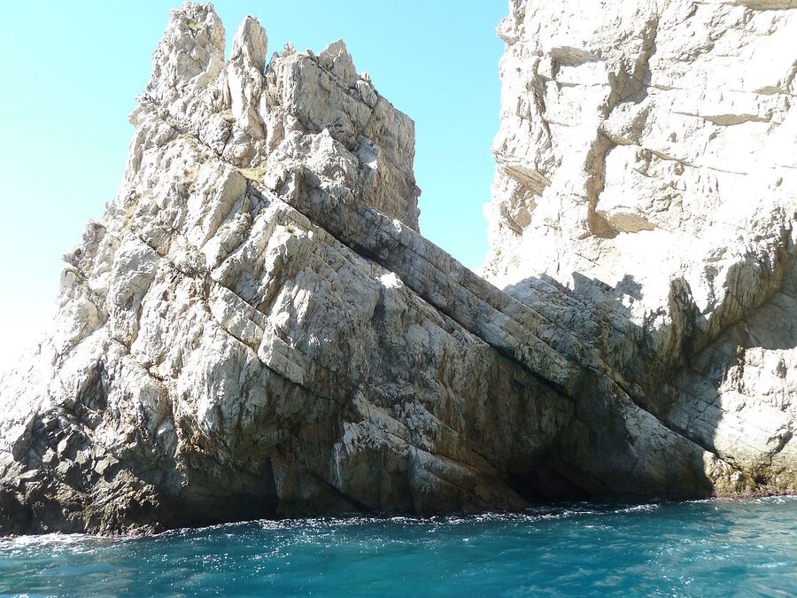 The Green Grotto sea cave on Capri with vivid green water