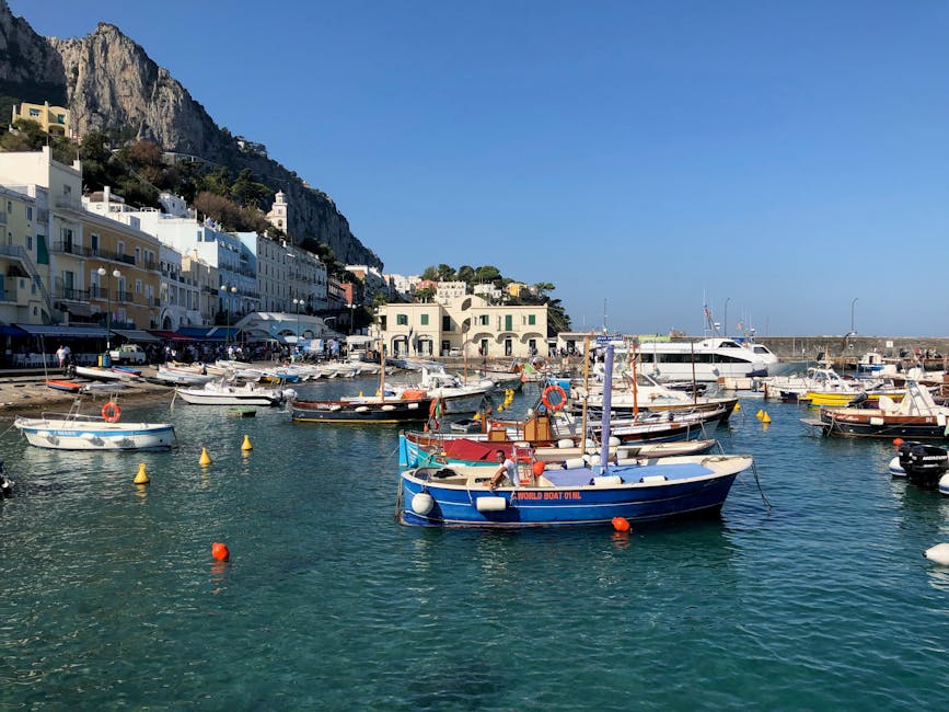 Marina Grande on Capri with colorful boats and ferries
