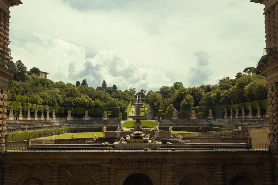 Boboli Gardens panorama from above Pitti Palace