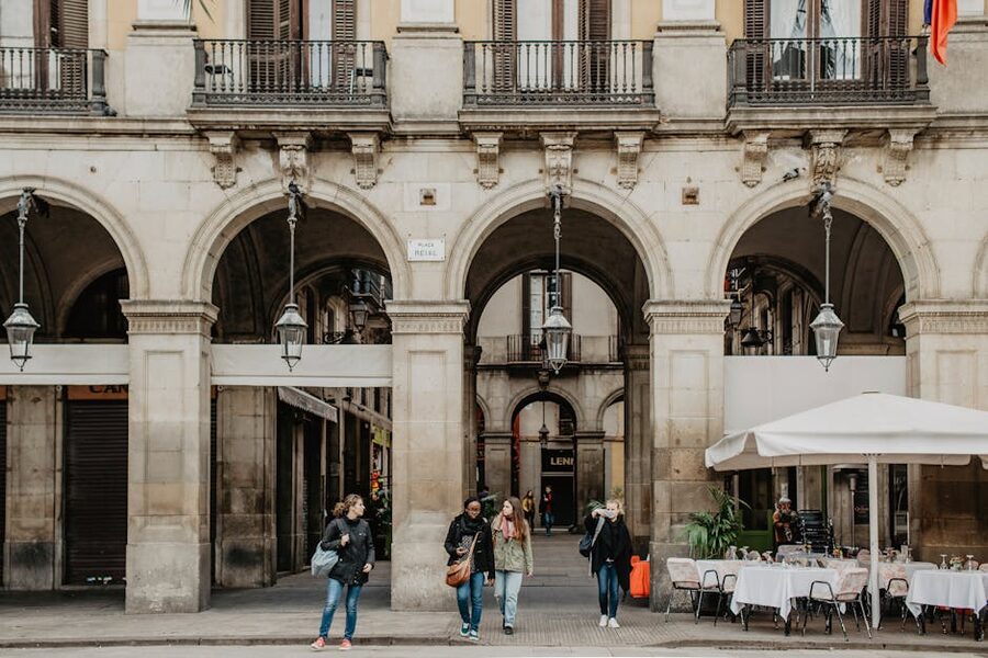 Historic arches near Las Ramblas in Barcelona