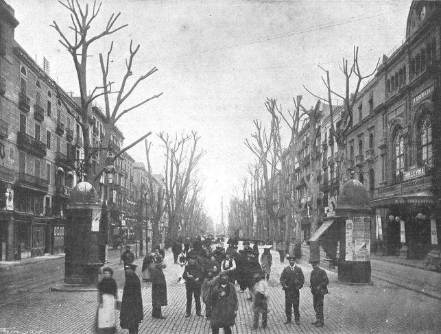 La Rambla Barcelona historic illustration from 1907