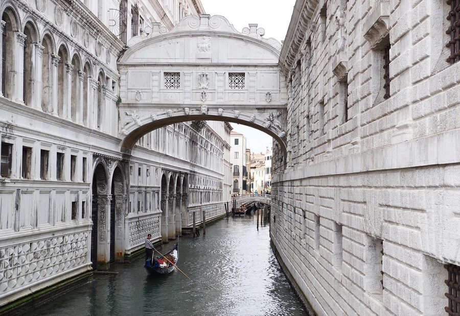 Bridge of Sighs classic canal view Italy Venice