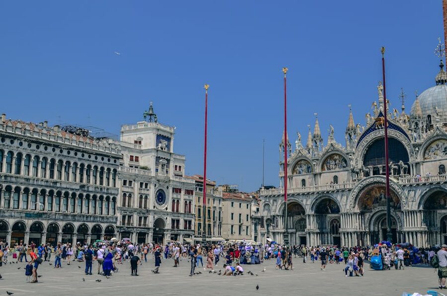 Crowds at St Marks Square in Venice