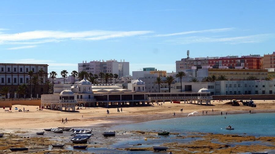 La Caleta beach Cadiz with historic bathhouse