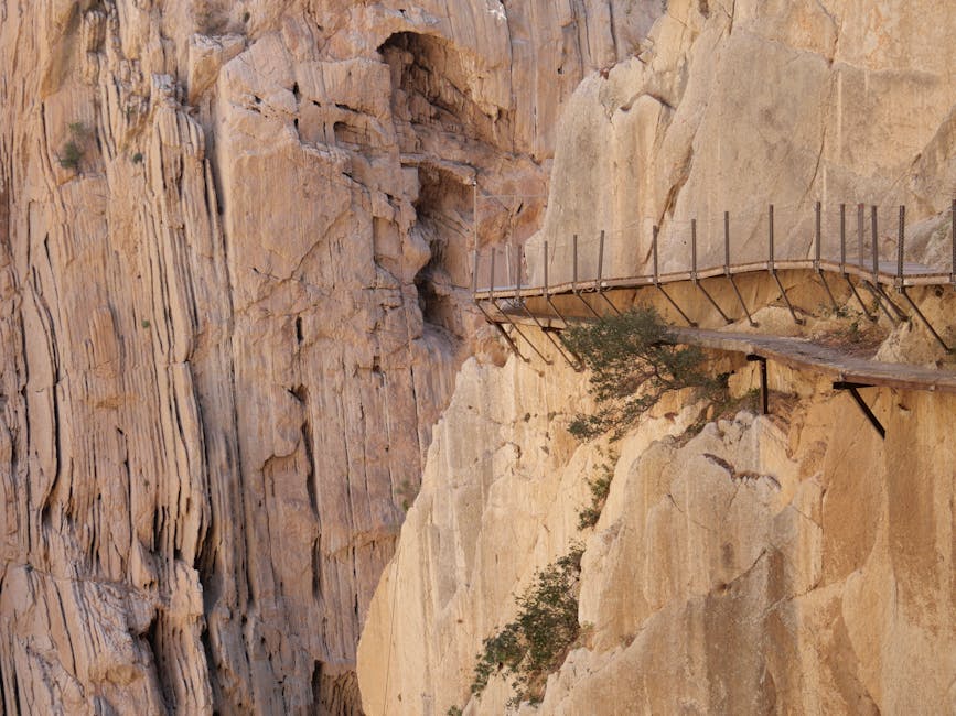 A view along a cliffside section of the Caminito del Rey walkway