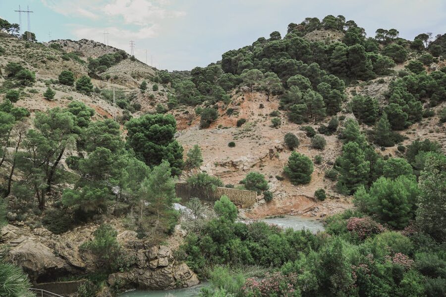 The green hills around the Caminito del Rey trail in Andalusia in spring
