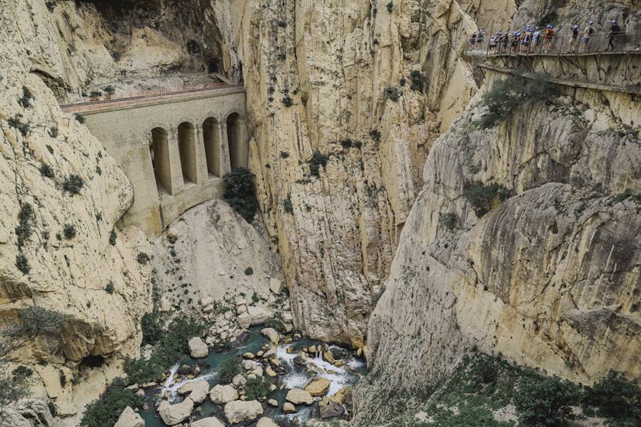 A scenic view of the Caminito del Rey trail in Malaga, Spain