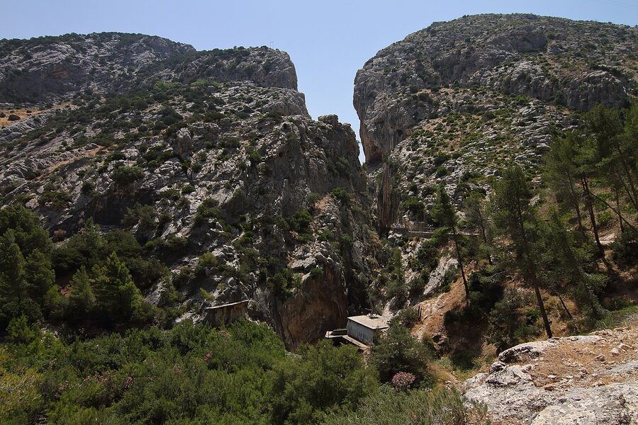 The northern entrance to the Caminito del Rey at the Desfiladero de los Gaitanes