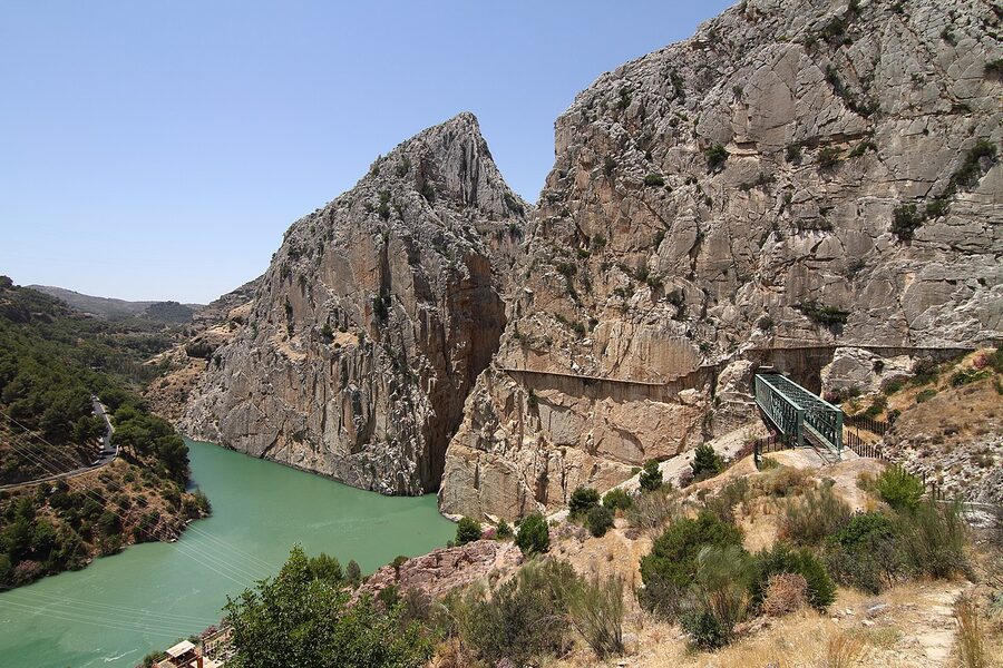 The southern exit of the Caminito del Rey at the Desfiladero del Gran Gaitan