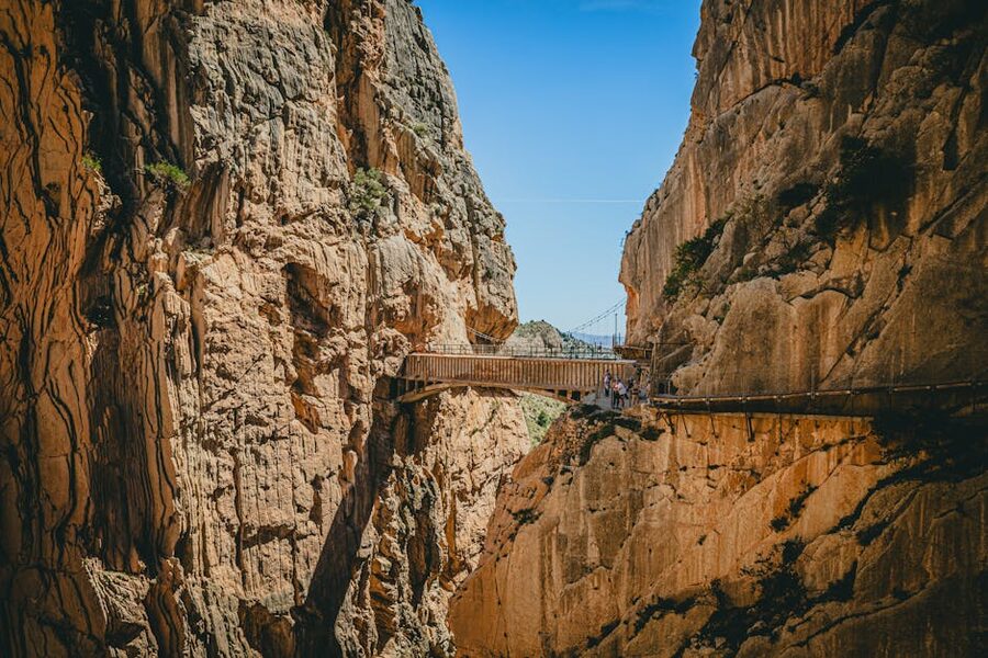 The suspended walkway of El Caminito del Rey in Malaga