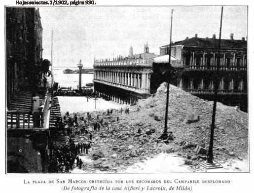 Piazza San Marco buried in rubble after the Campanile collapse in 1902