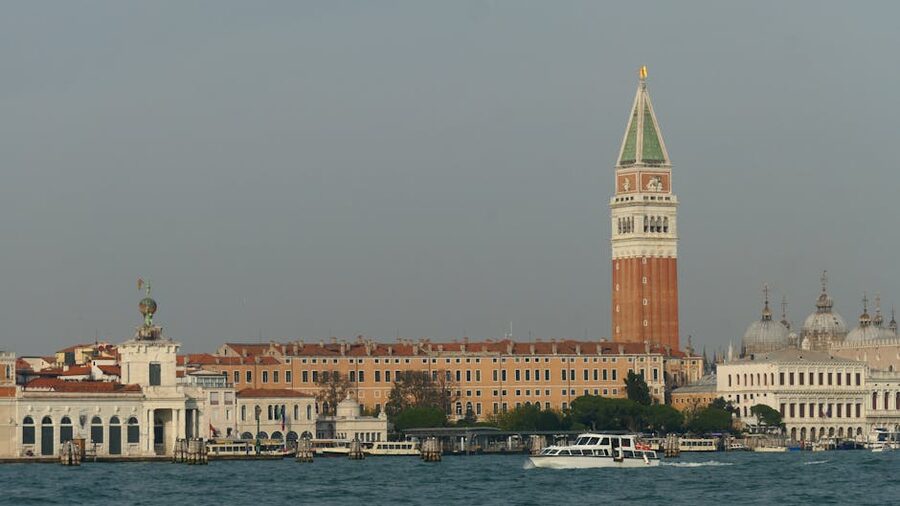 Campanile di San Marco viewed from the water in Venice