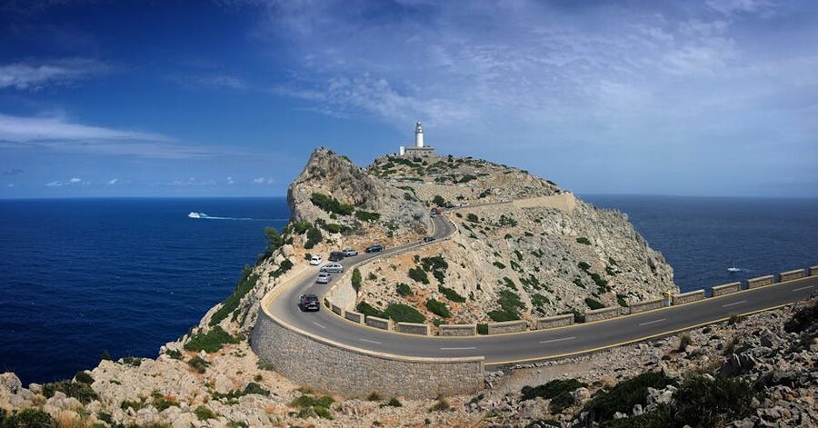 Cap de Formentor lighthouse seen from the coastal road
