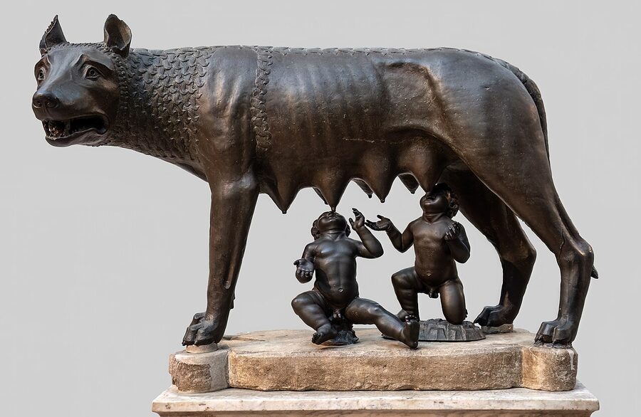 Lupa Capitolina bronze sculpture of the she-wolf with Romulus and Remus