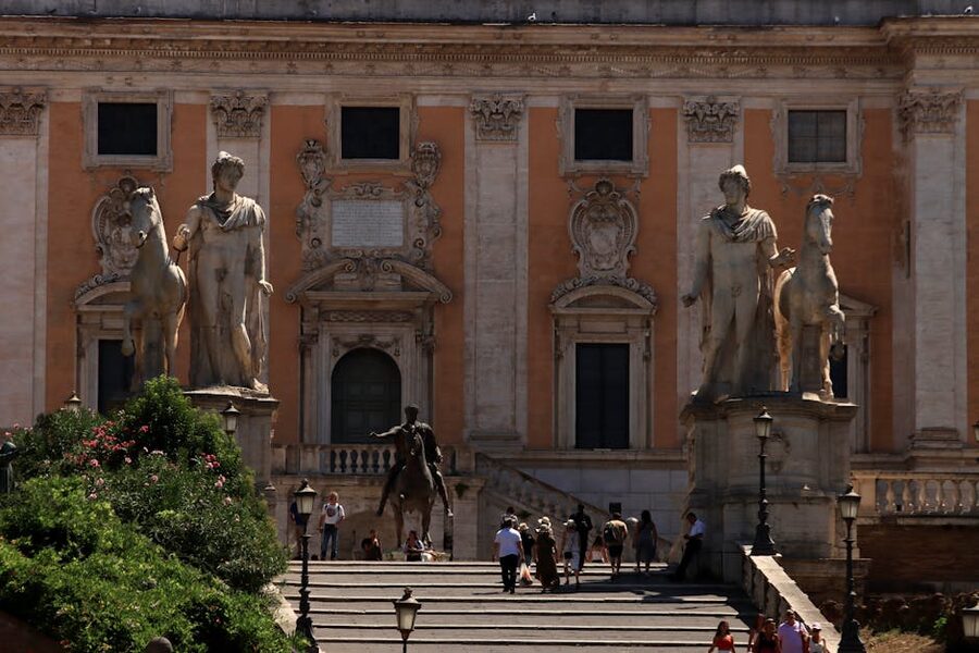 Senatorial Palace facade on Piazza del Campidoglio in Rome