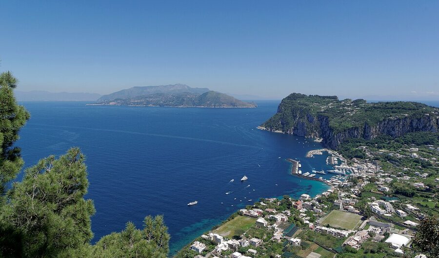 Capri harbour viewed from Anacapri above