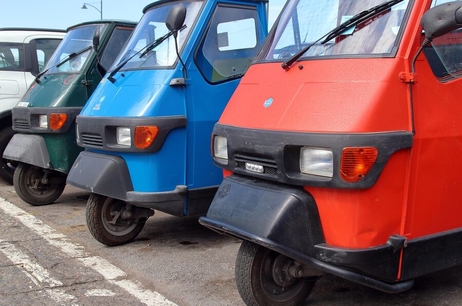 Three-wheeled Ape tricycle van in Capri Marina Grande