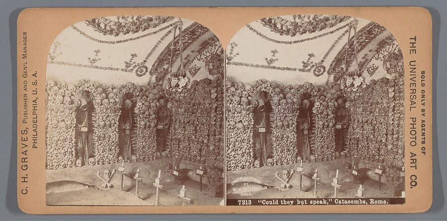 Capuchin Crypt Rome stereoview historic photograph