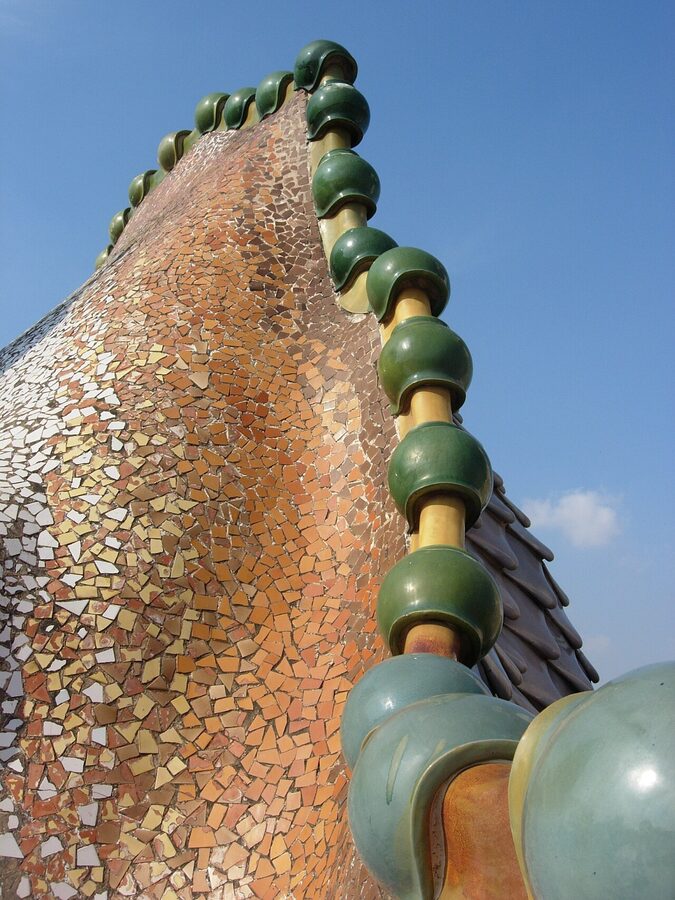 Casa Batllo dragon back roof with trencadis tiles