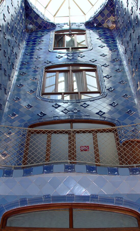 Casa Batllo light well with graduated blue tiles