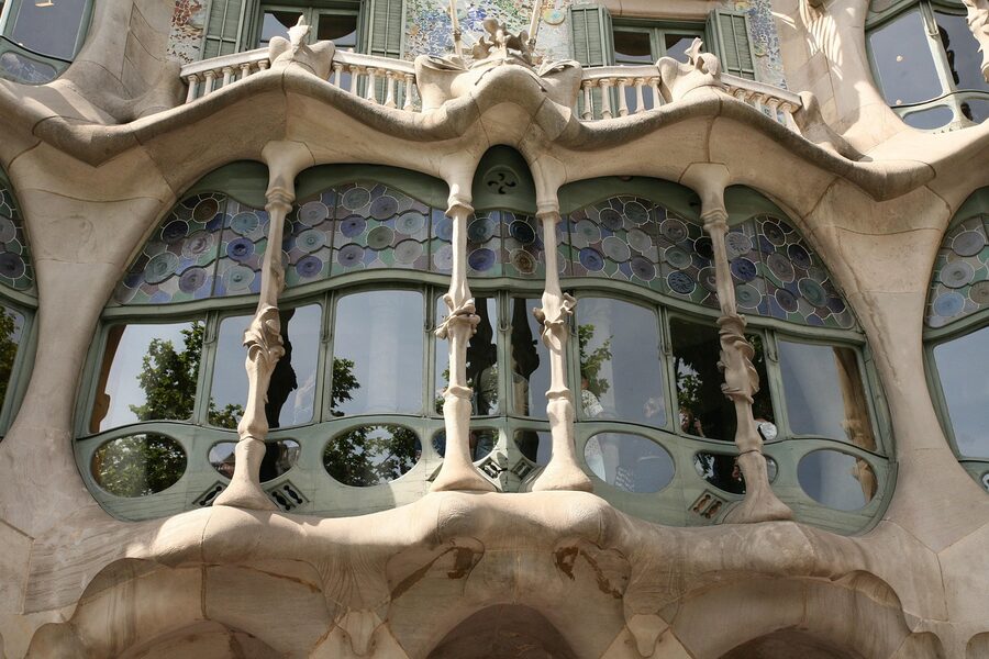 Casa Batllo stained glass window from inside