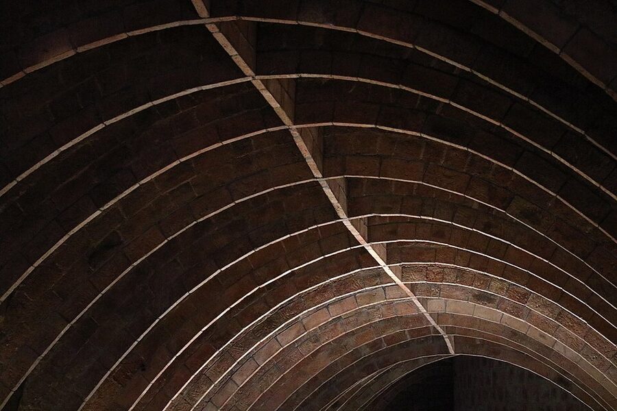 Catenary brick arches inside the Casa Milà attic Espai Gaudí Barcelona