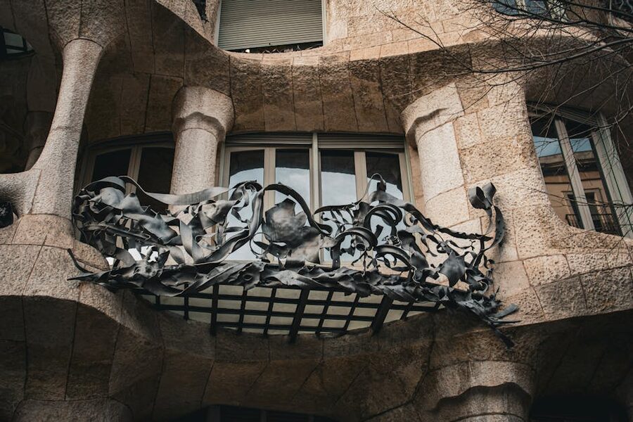 Wrought-iron balcony detail on Casa Milà Barcelona