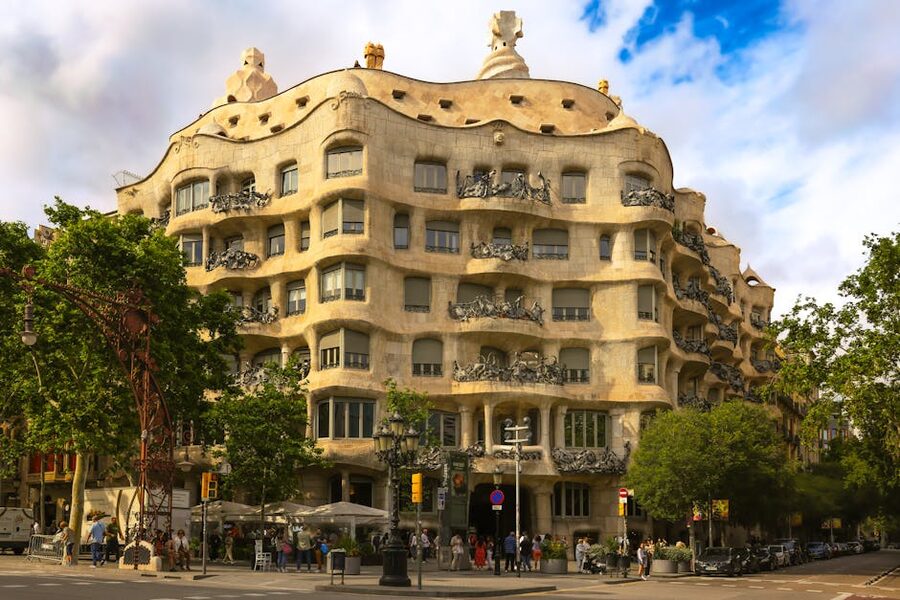 Casa Milà La Pedrera in Barcelona on a sunny morning
