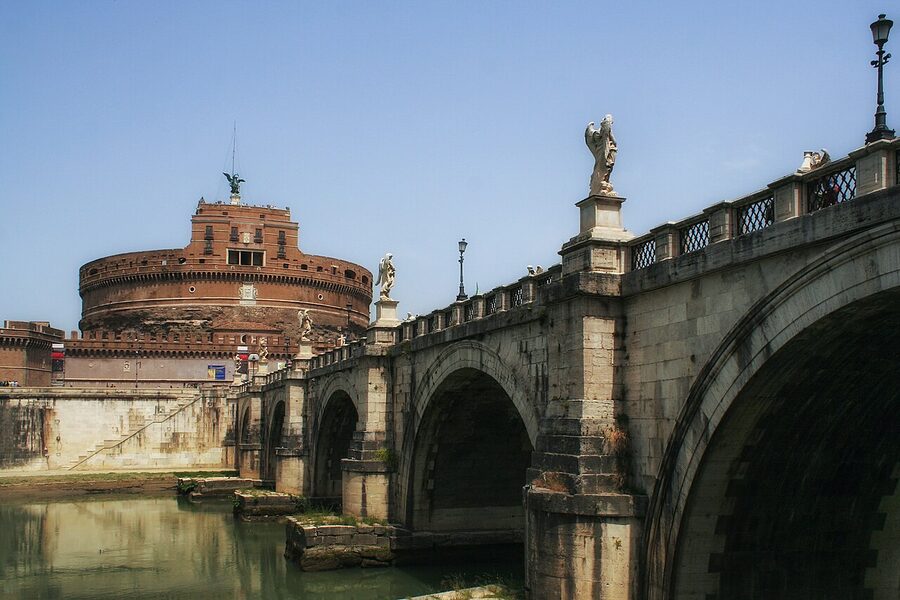 The cylindrical mass of Hadrian's Mausoleum that forms the core of Castel Sant'Angelo Rome