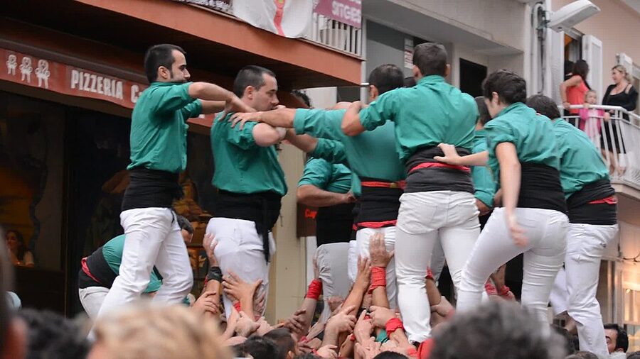 Castellers human tower in Catalonia