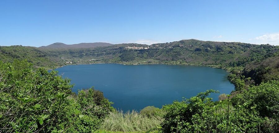 Panoramic view of Lake Nemi from the village