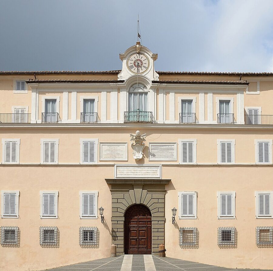Pontifical Palace at Castel Gandolfo with papal flag