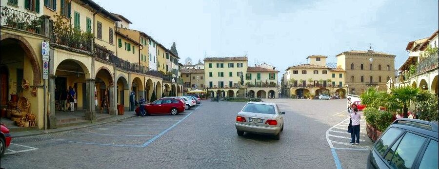 Panoramic view of the market square in Greve in Chianti, Tuscany
