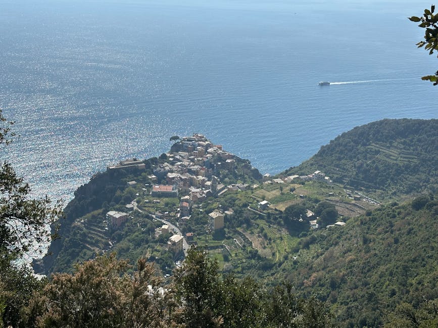 Aerial view of a Cinque Terre coastal village