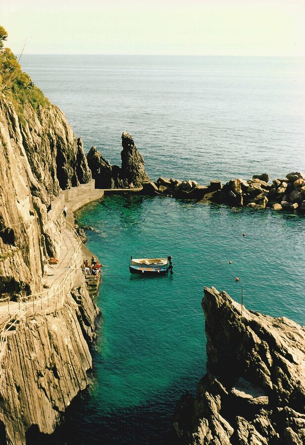 Two small boats in Manarola harbor