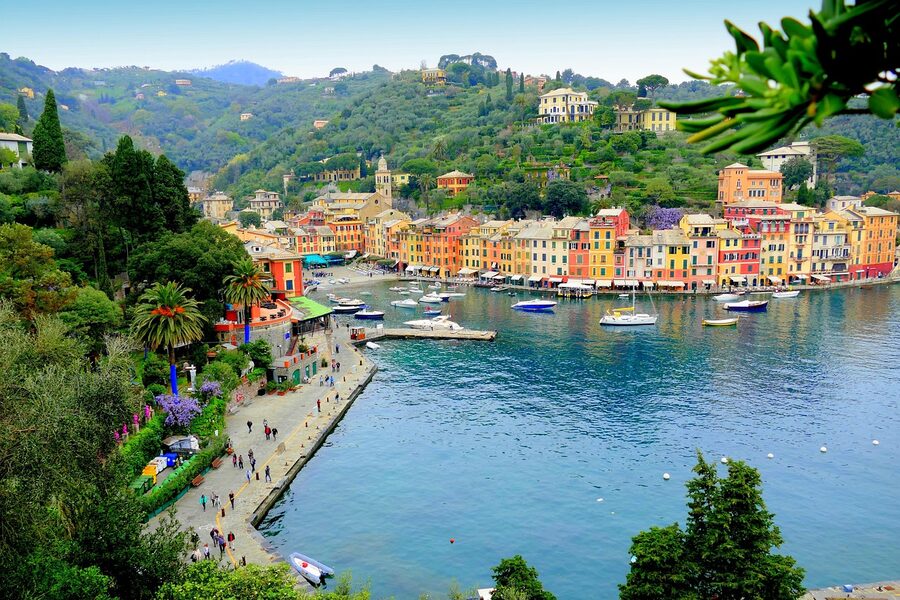 Moored boats in a Cinque Terre port