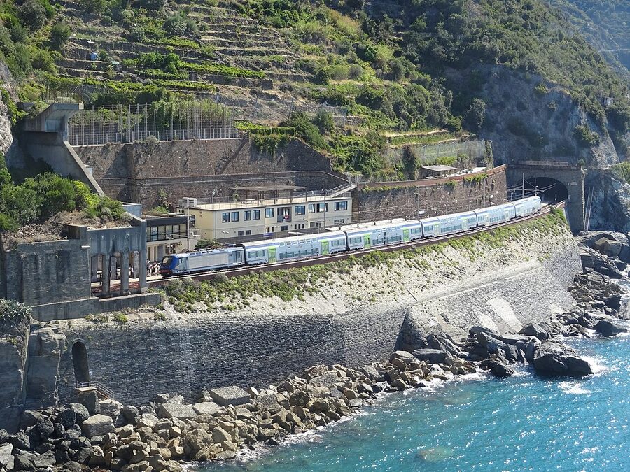 Cinque Terre Express regional train at Manarola station