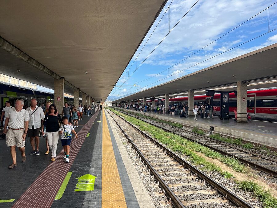 Florence Santa Maria Novella station platform with Trenitalia trains