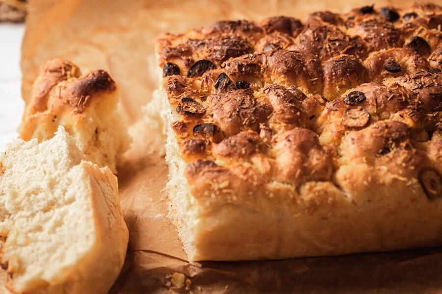 Ligurian focaccia bread fresh from the oven