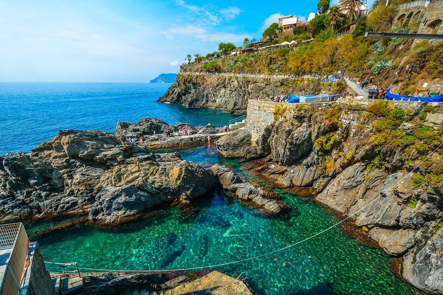 Rocky swimming cove below Manarola Cinque Terre