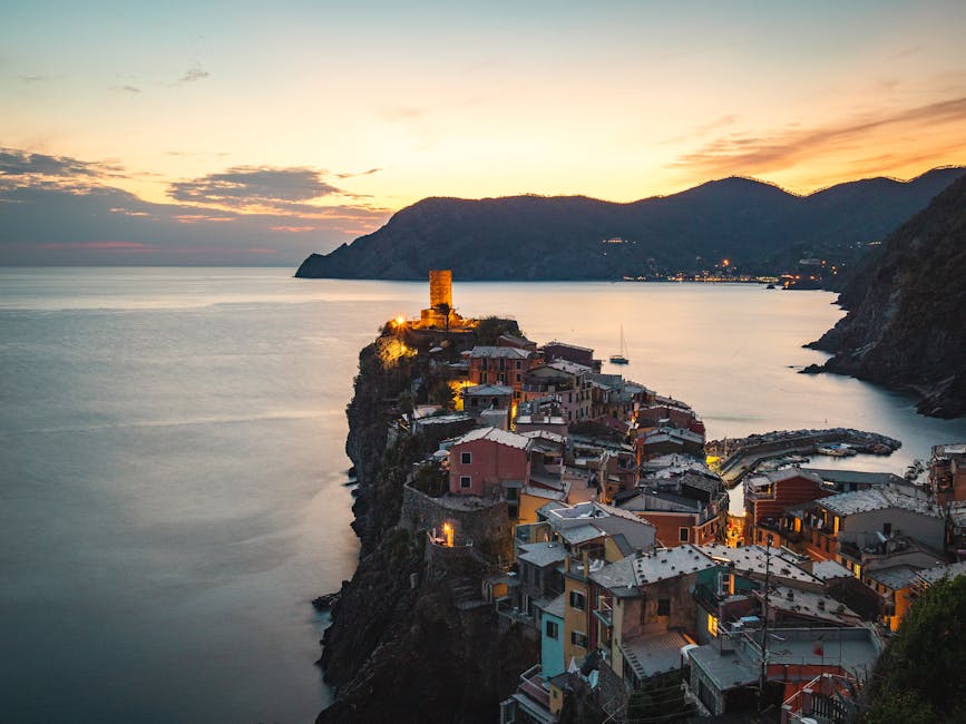 Vernazza at sunset on the Ligurian coast