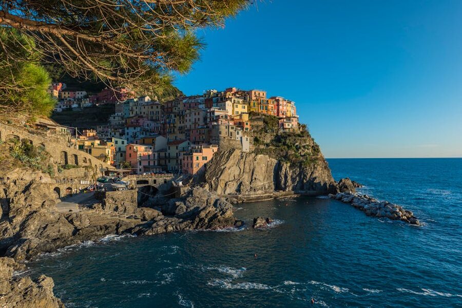 Manarola coastline with colourful houses Cinque Terre