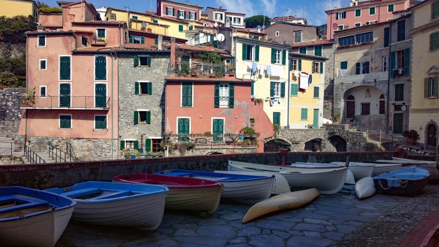 Riomaggiore port with boats Cinque Terre