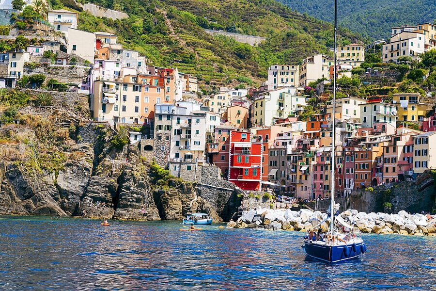 Riomaggiore port view Cinque Terre Liguria