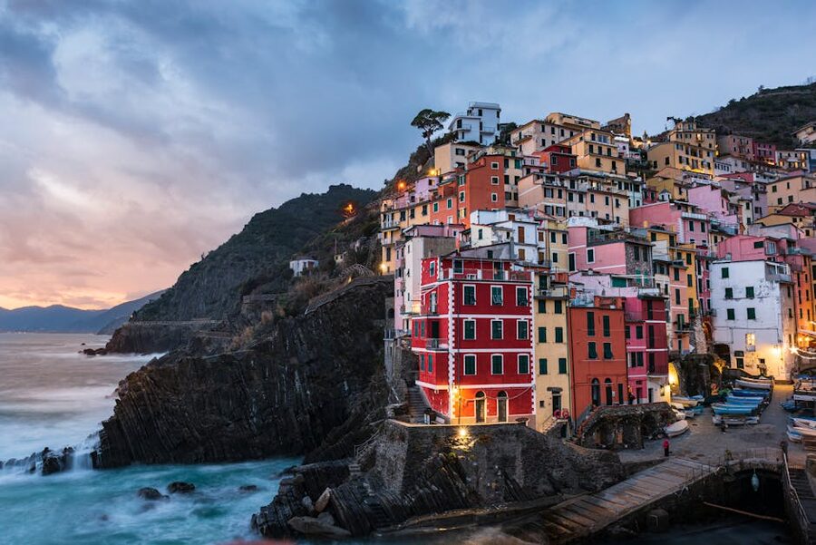 Riomaggiore village at sunset Cinque Terre