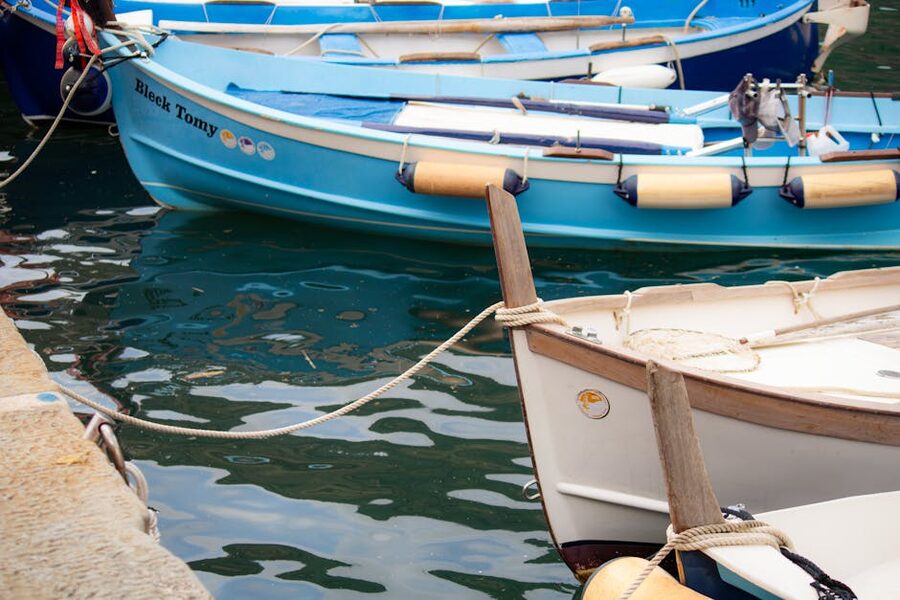Vernazza fishing boats in harbour Cinque Terre