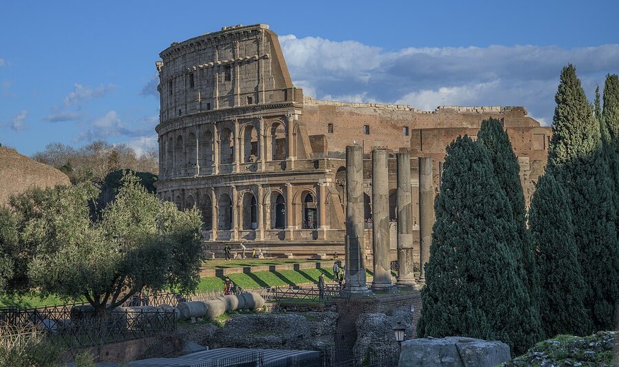 Colosseum and Roman Forum together in one frame