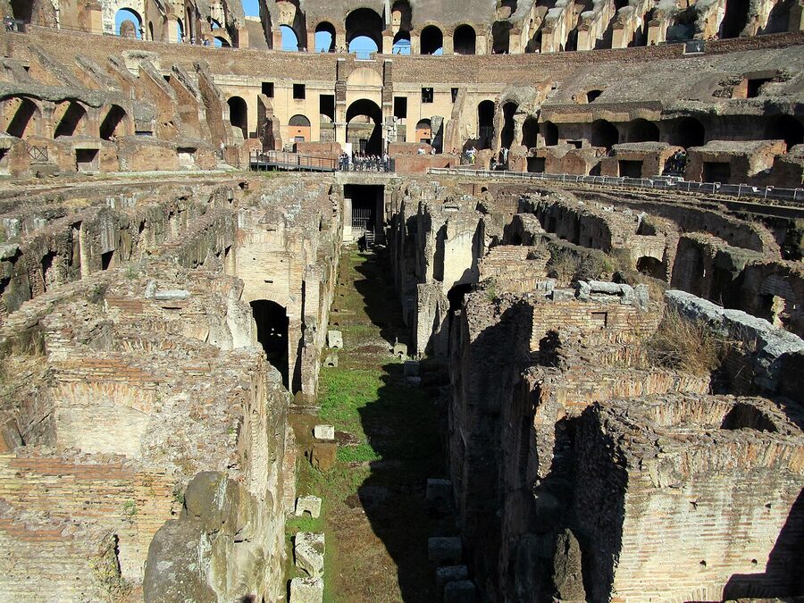 The Colosseum hypogeum stone tunnels and chambers