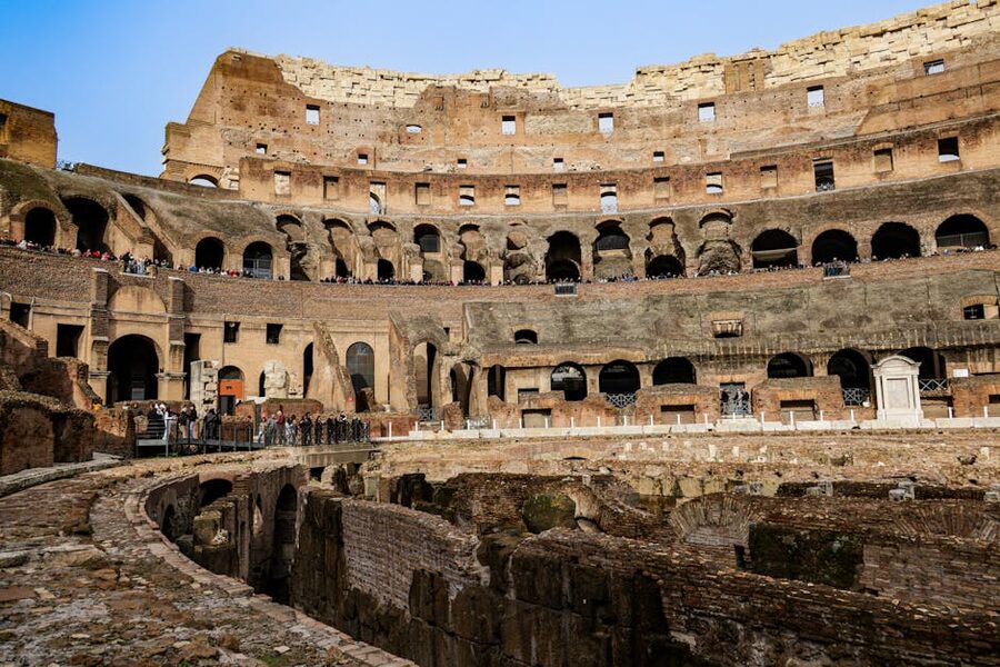 Colosseum interior arches and corridor, Rome